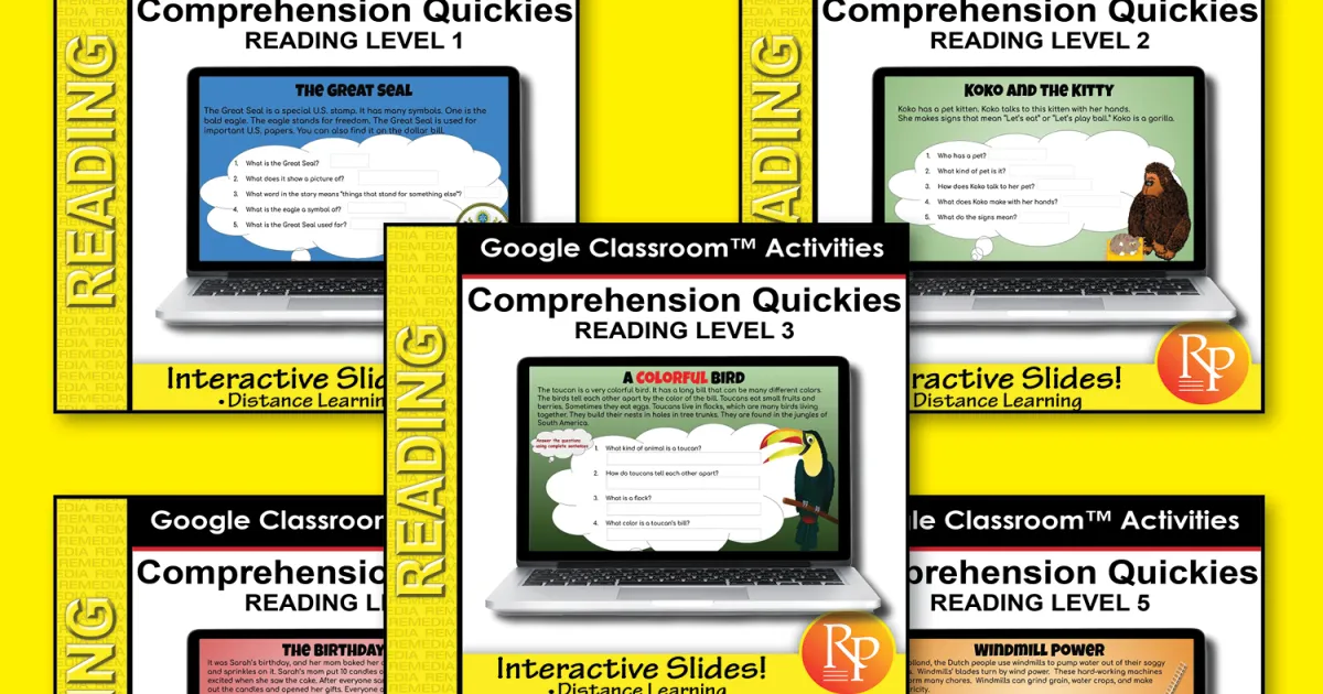 Google Slides Comprehension Quickies: Classroom Differentiation Reading ...