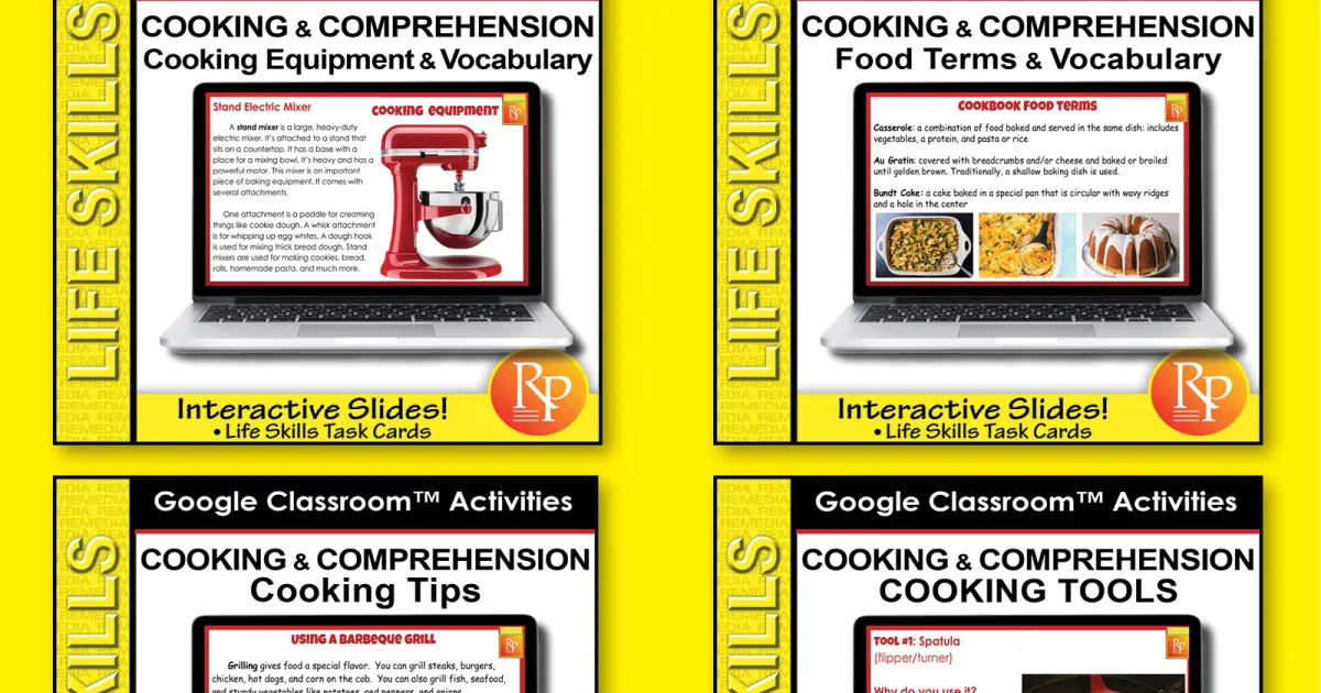 Cooking Life Skills SET | Equipment | Vocabulary | Tips | Google Slides
