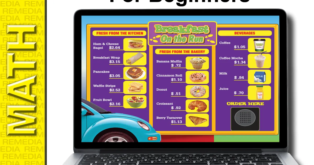 Drive Thru Menu Math for Beginners-Google Classroom Slides