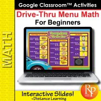 Drive Thru Menu Math for Beginners-Google Classroom Slides