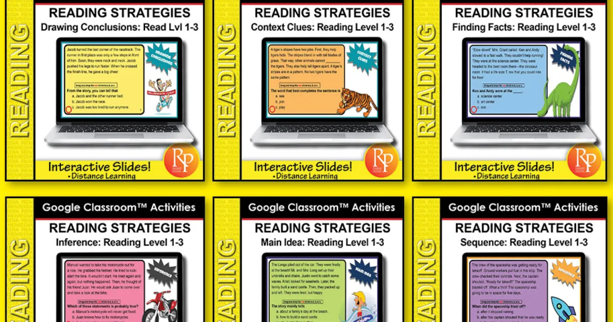Google Slides SET! Specific Reading Strategies & Skills | Distance Learning