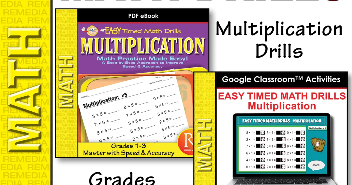 Timed Math Drills - PDF & Google SET: Easy - Fun Activities - Self Checking