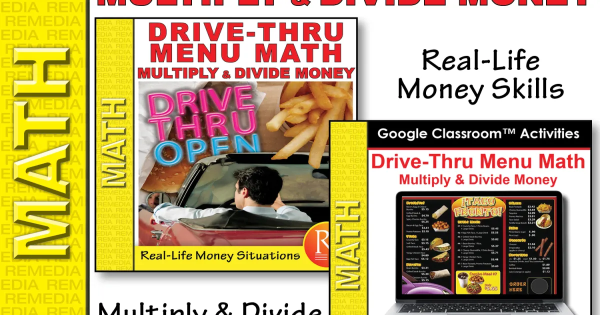Drive Thru Menu Math: PDF & Google Bundle | Multiply & Divide | Life Skills