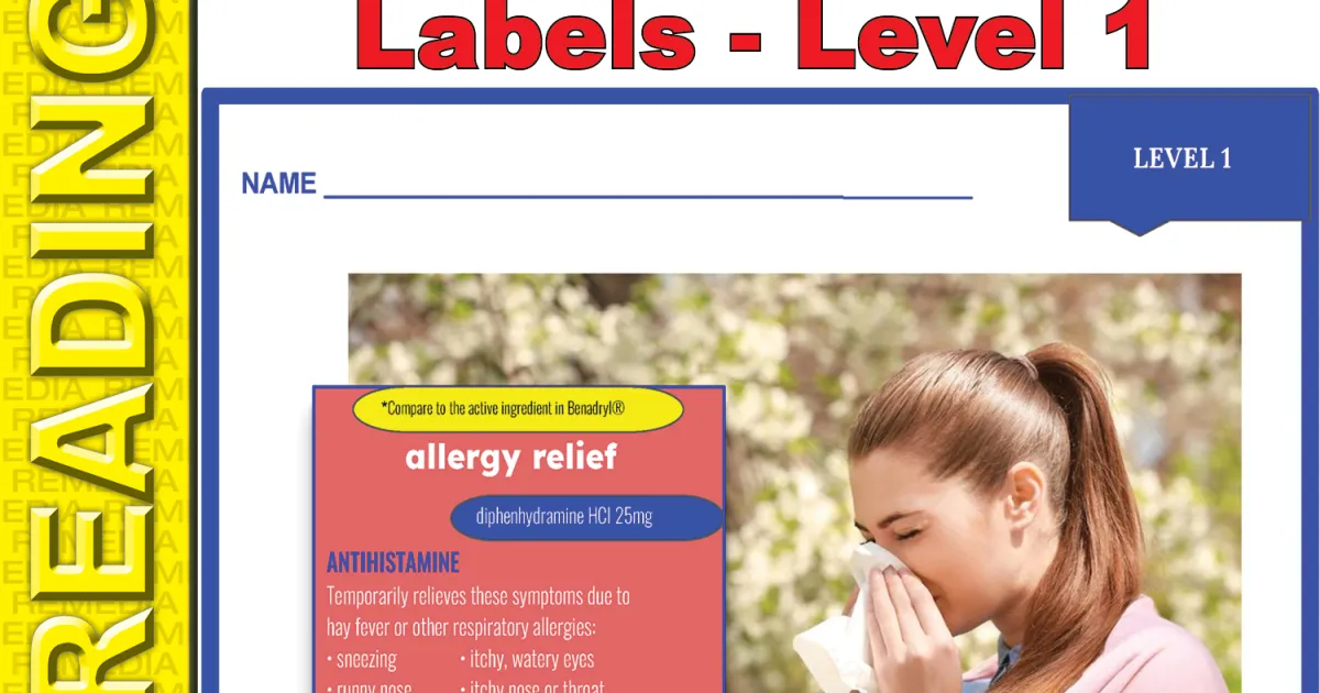 FREE! Reading Medicine Labels Level 1: Life Skills - Comprehension ...