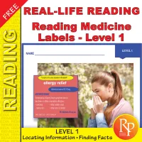 FREE! Reading Medicine Labels Level 1: Life Skills - Comprehension ...
