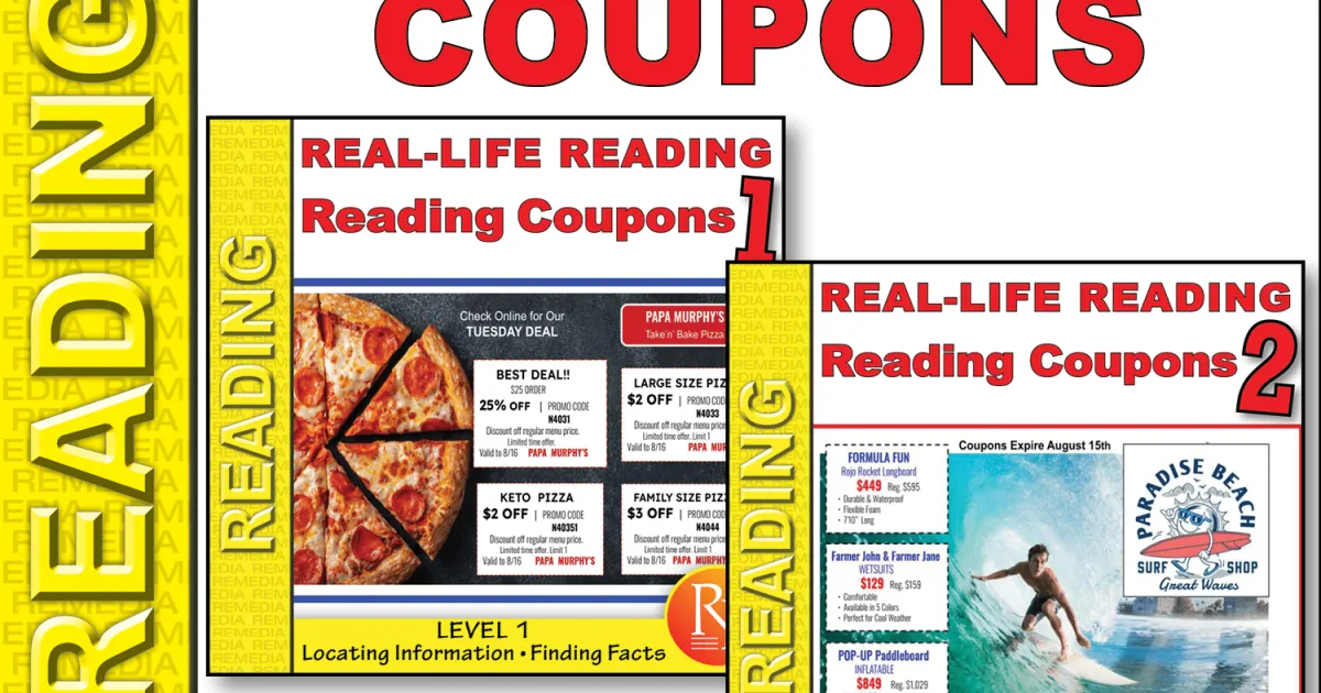 Reading Coupons Levels 1 and 2 PDFs: Functional Real-Life Skills
