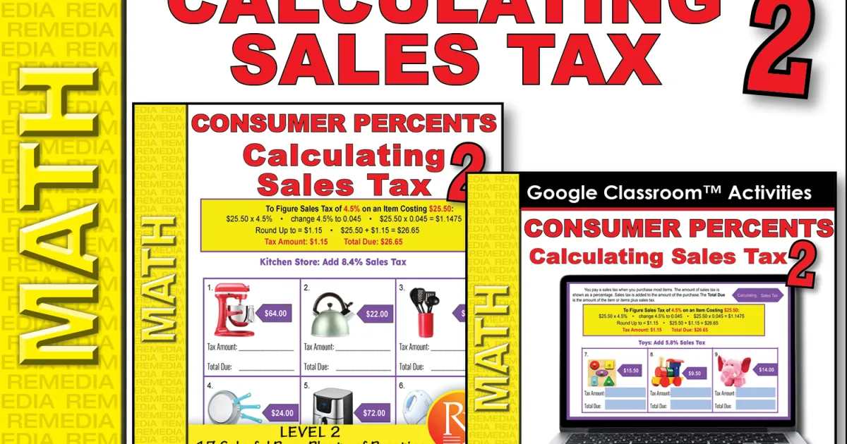 Math, Consumer, Percents, Sales Tax, money, life skills, Google Slides