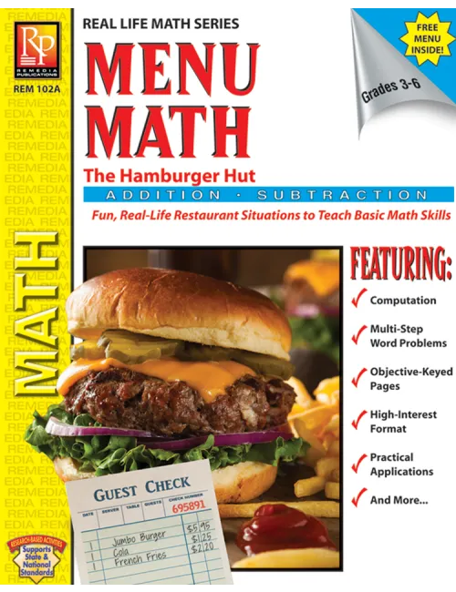 Menu Math: The Hamburger Hut (+, -)