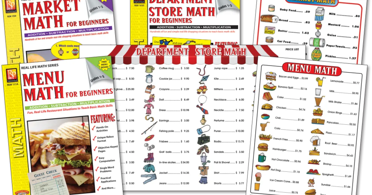 Real Life Math Series: Menu Math Level 1 (Classroom Pack)