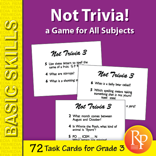 Not Trivia! Task Card Game for All Subjects (Grade 3)
