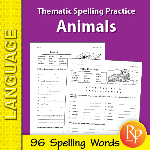 Thematic Spelling Practice: Animals (eBook)