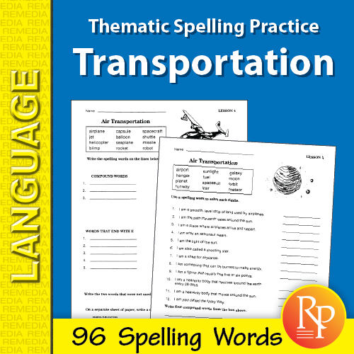 Thematic Spelling Practice: Transportation (eBook)