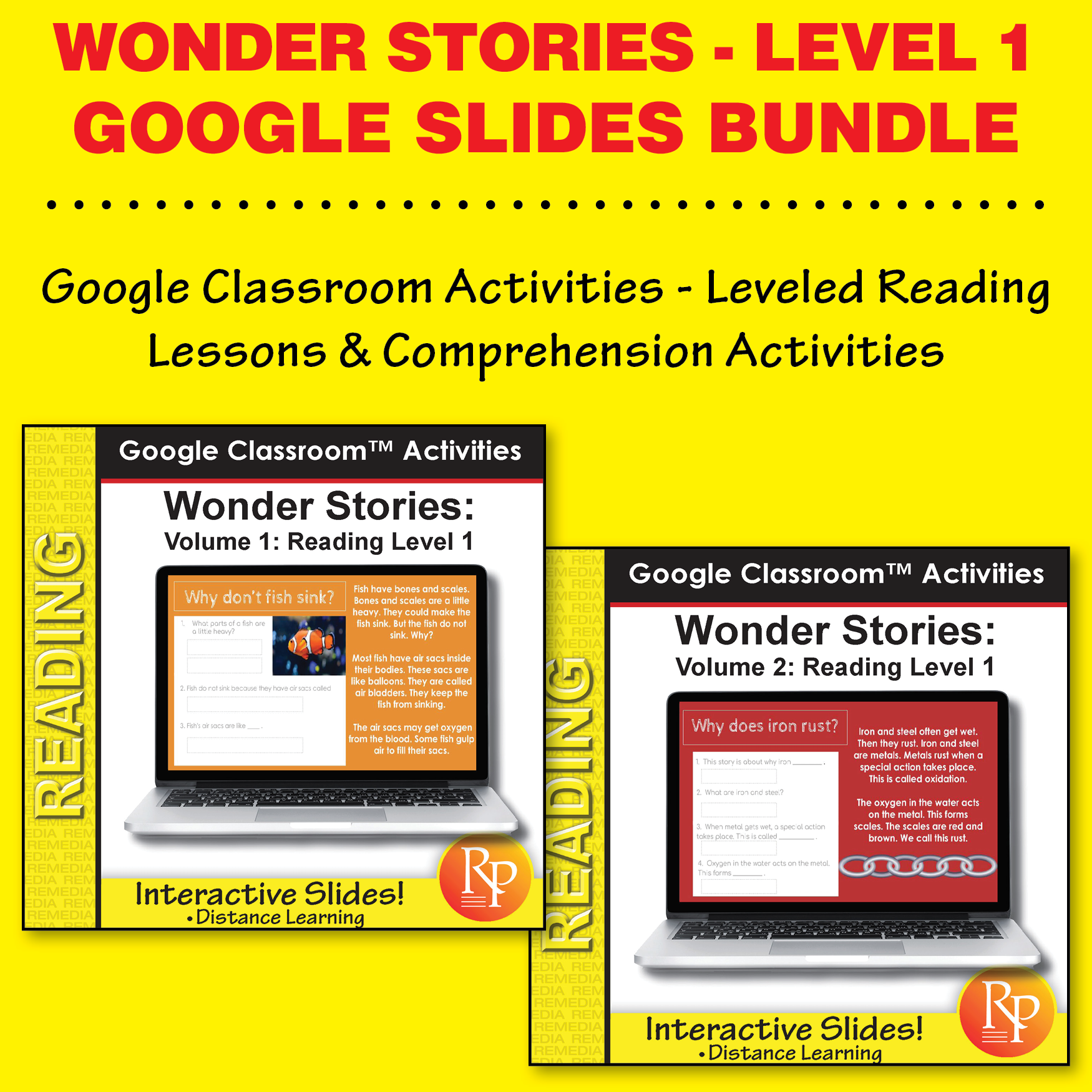 HIGH INTEREST READING BUNDLE Wonder Stories LVL 1 Google Slides