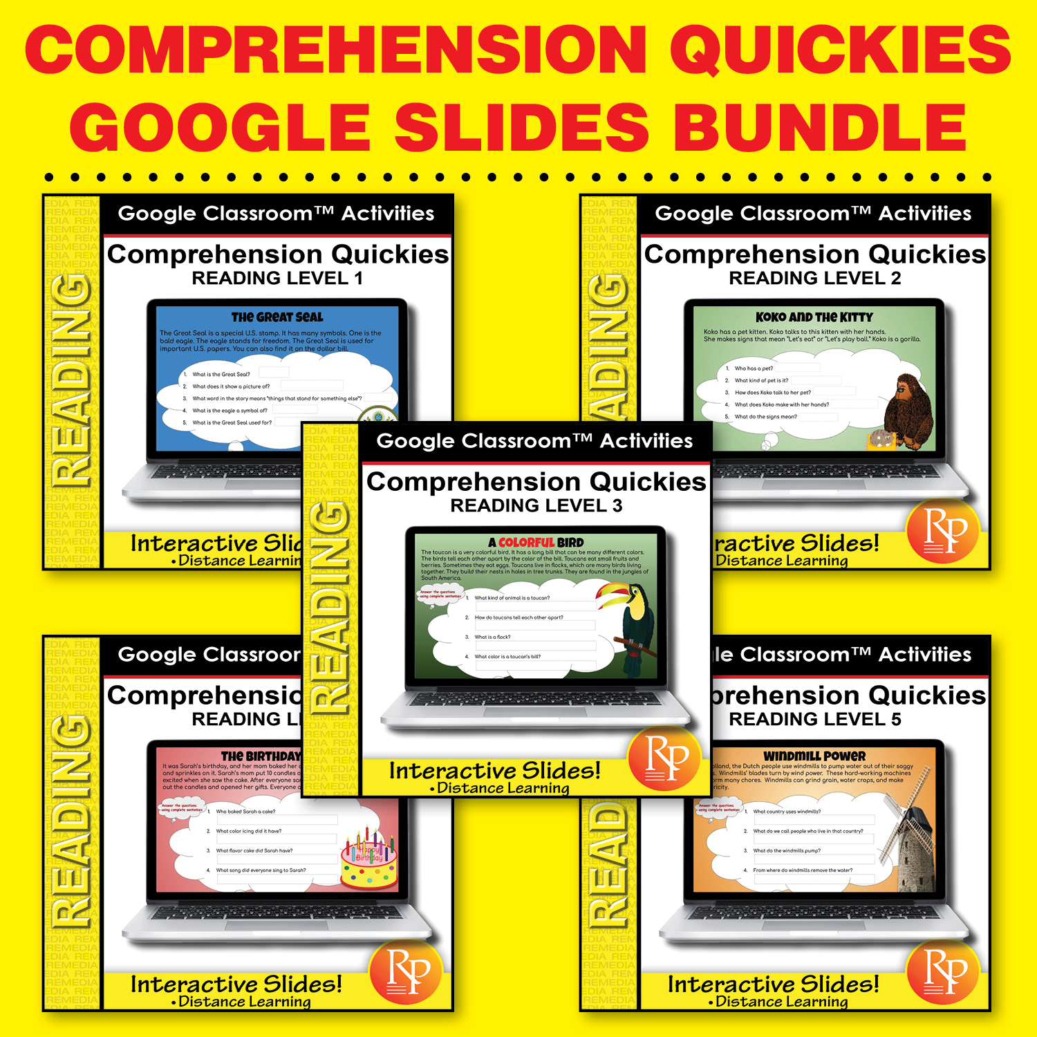 Google Slides Comprehension Quickies: Classroom Differentiation Reading ...
