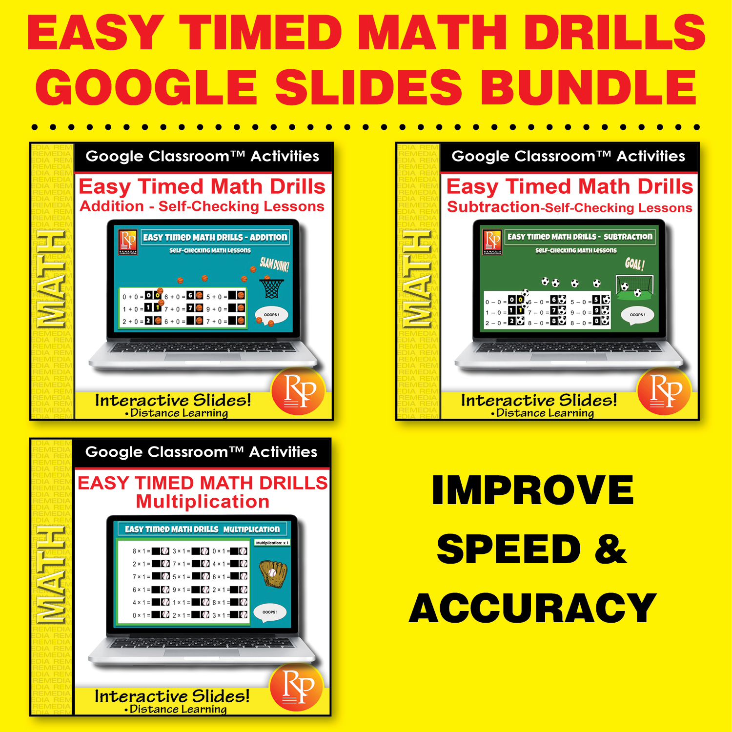 Easy Timed Math Drills GOOGLE BUNDLE