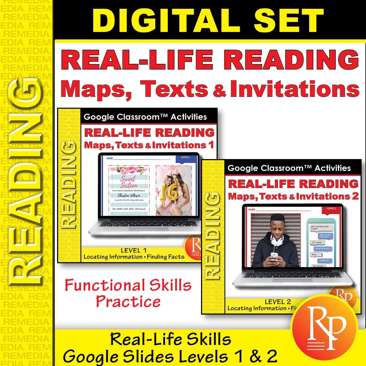 reading, set, life skills, maps, texts, invitations