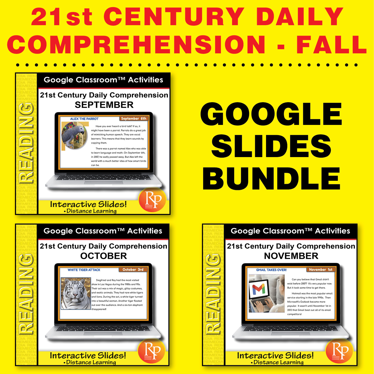 Google Slides: Daily Comprehension 21st Century Fall Bundle