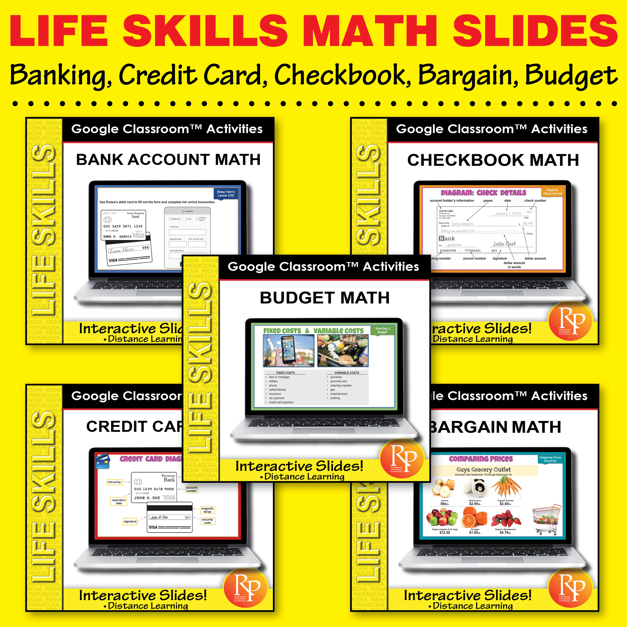 Life Skills Math GOOGLE SLIDES: Banking, Credit Card, Checkbook ...