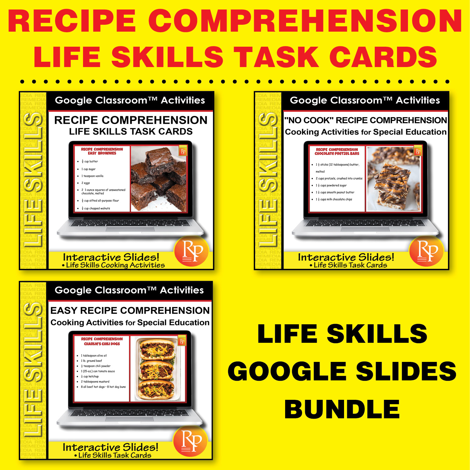 Recipe Comprehension Bundle: Life Skills - Cooking Activities (Google ...