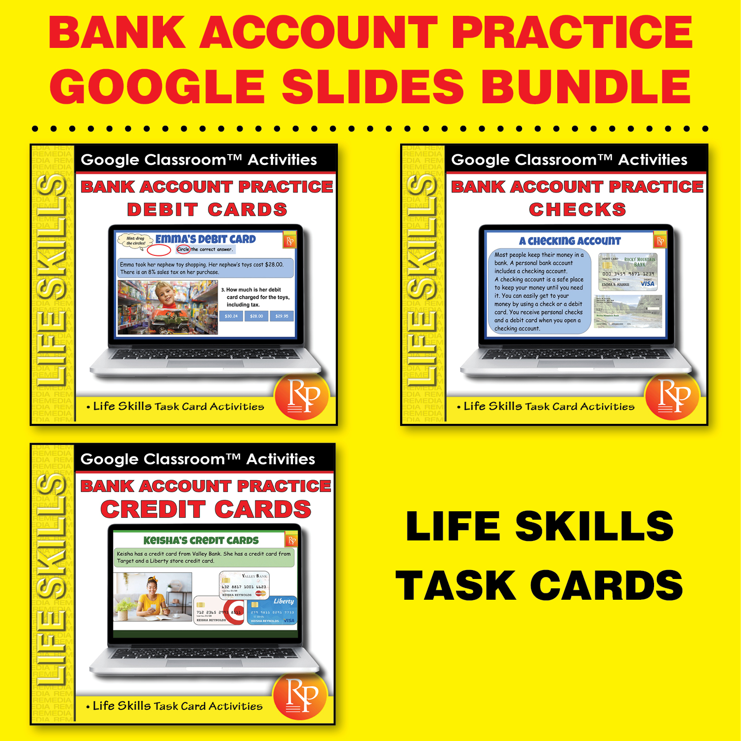 Bank Account Practice GOOGLE SLIDES SET - Life Skills Task Cards