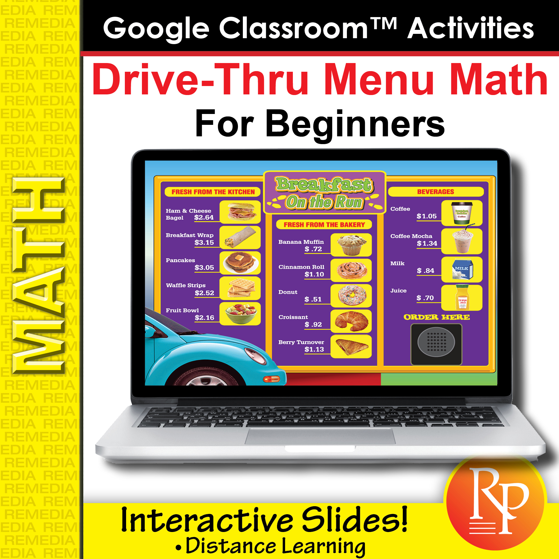 Drive Thru Menu Math for Beginners-Google Classroom Slides