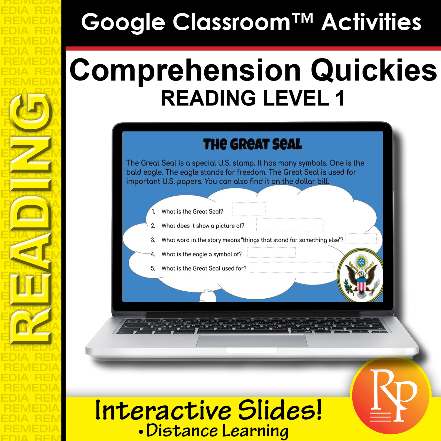 Google Slides: Comprehension Quickies Reading Level 1 | Distance Learning