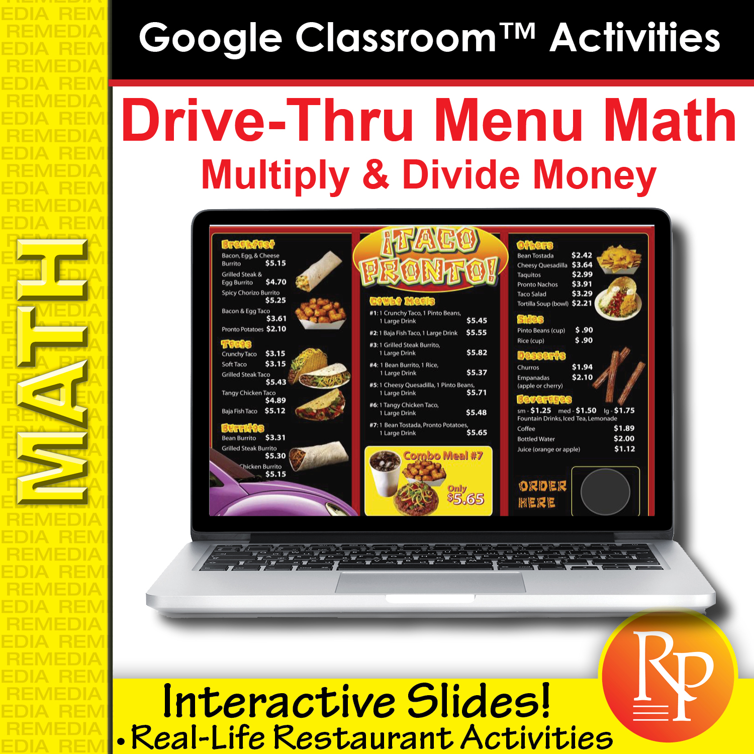 Drive Thru Menu Math - Multiply & Divide Money | Google Slides Distance ...