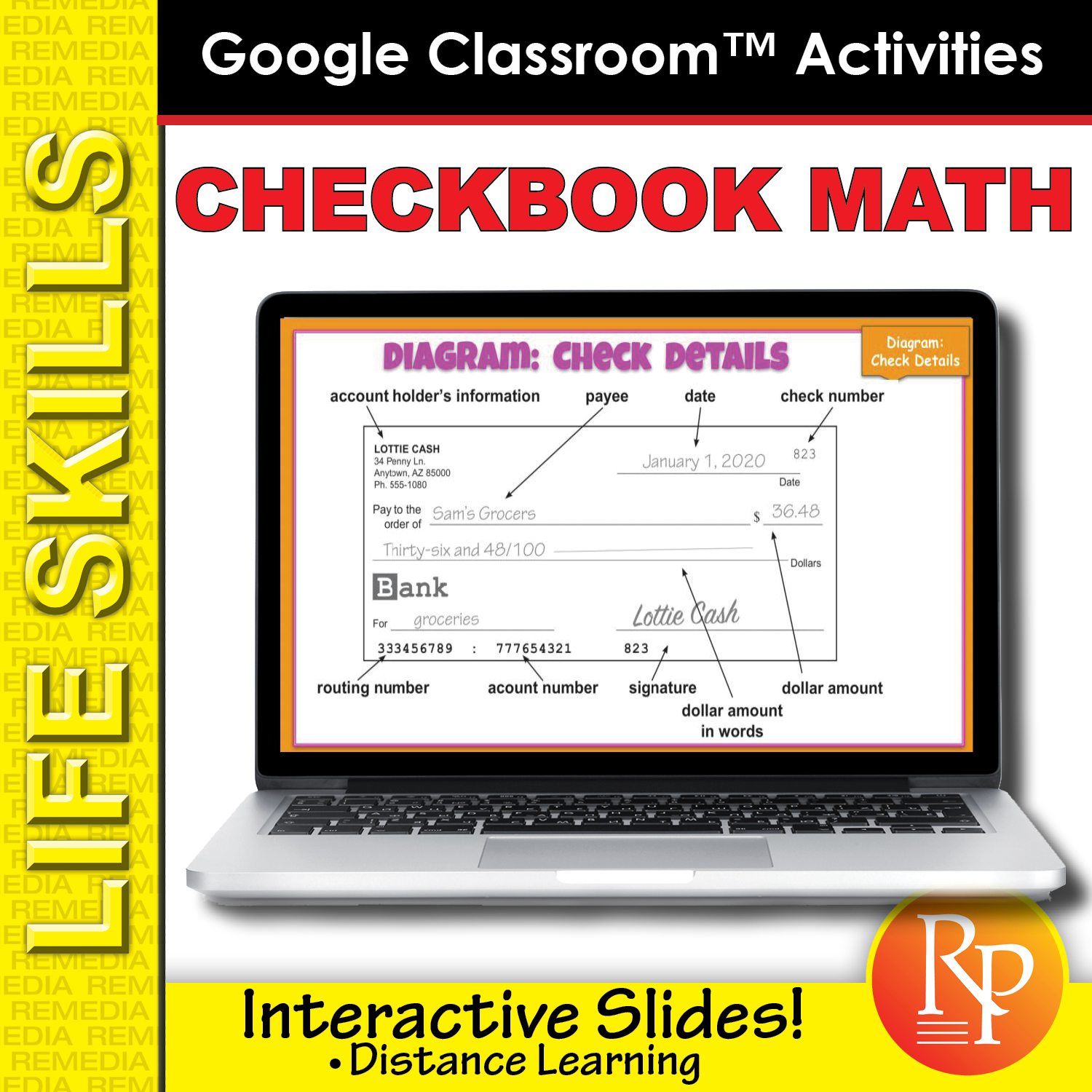 CHECKBOOK MATH: Life Skills GOOGLE SLIDES Activities- Banking & Word ...