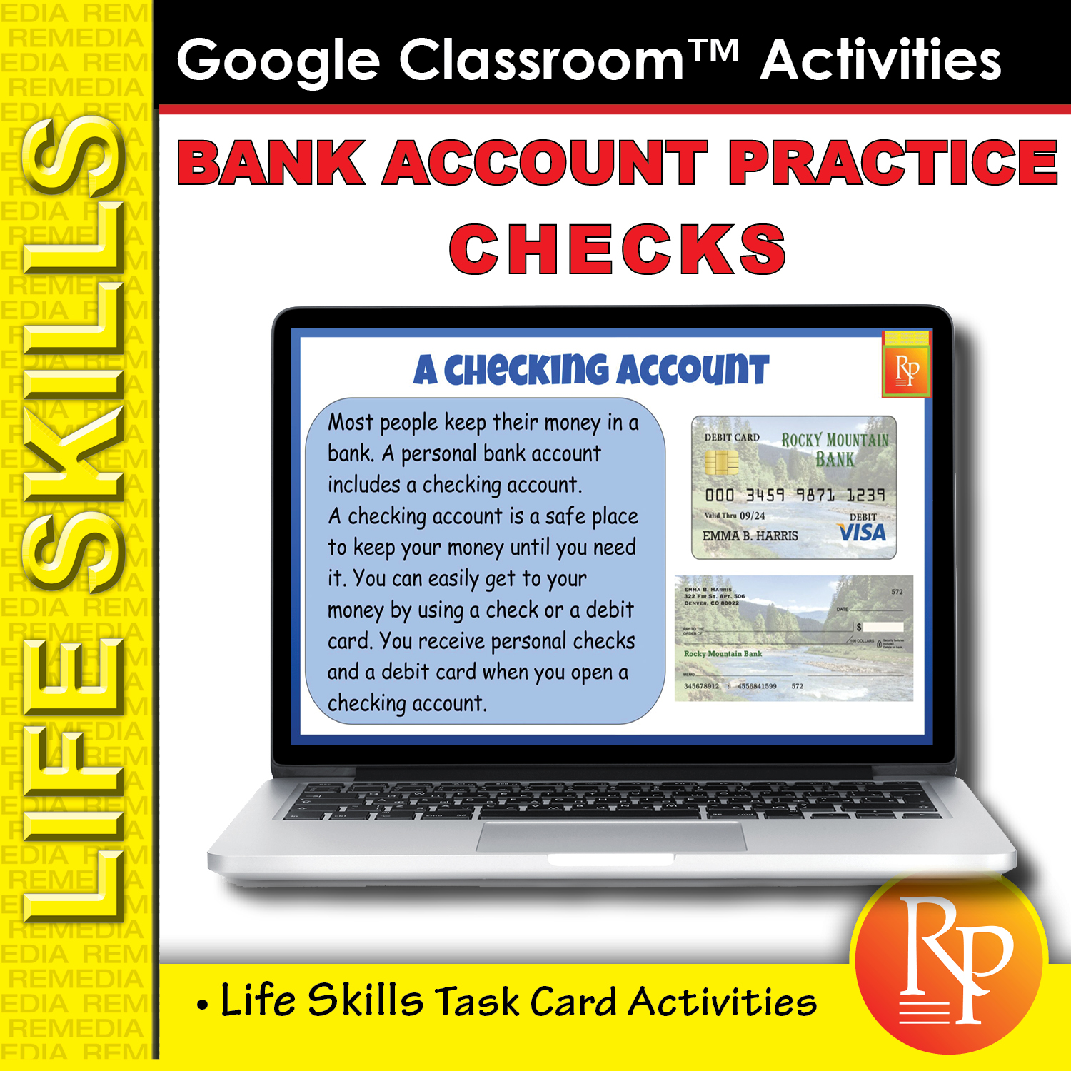 Google Slides: Bank Account Practice - Checks - Task Cards