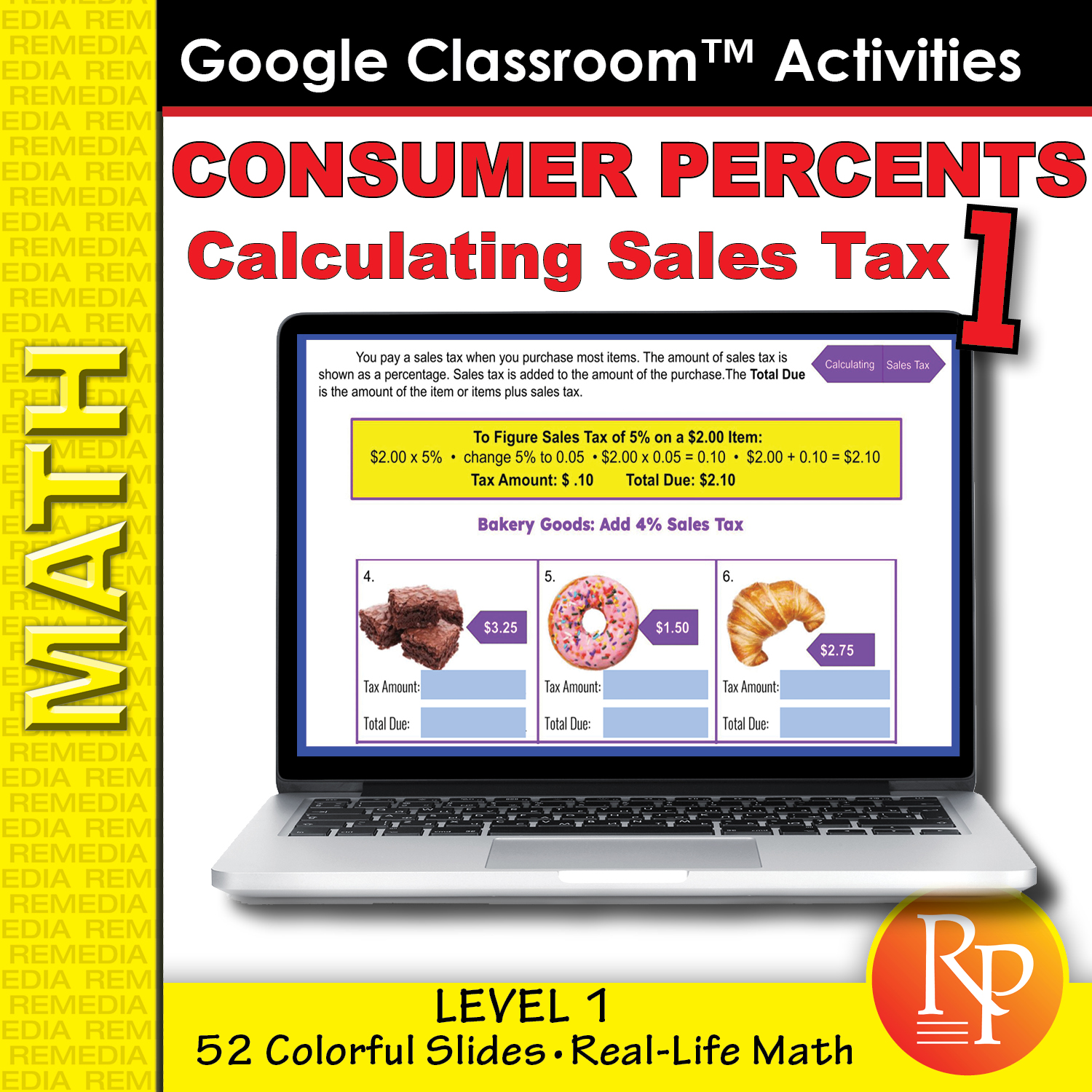 Consumer Percents: Calculating Sales Tax Google Slides - Level 1