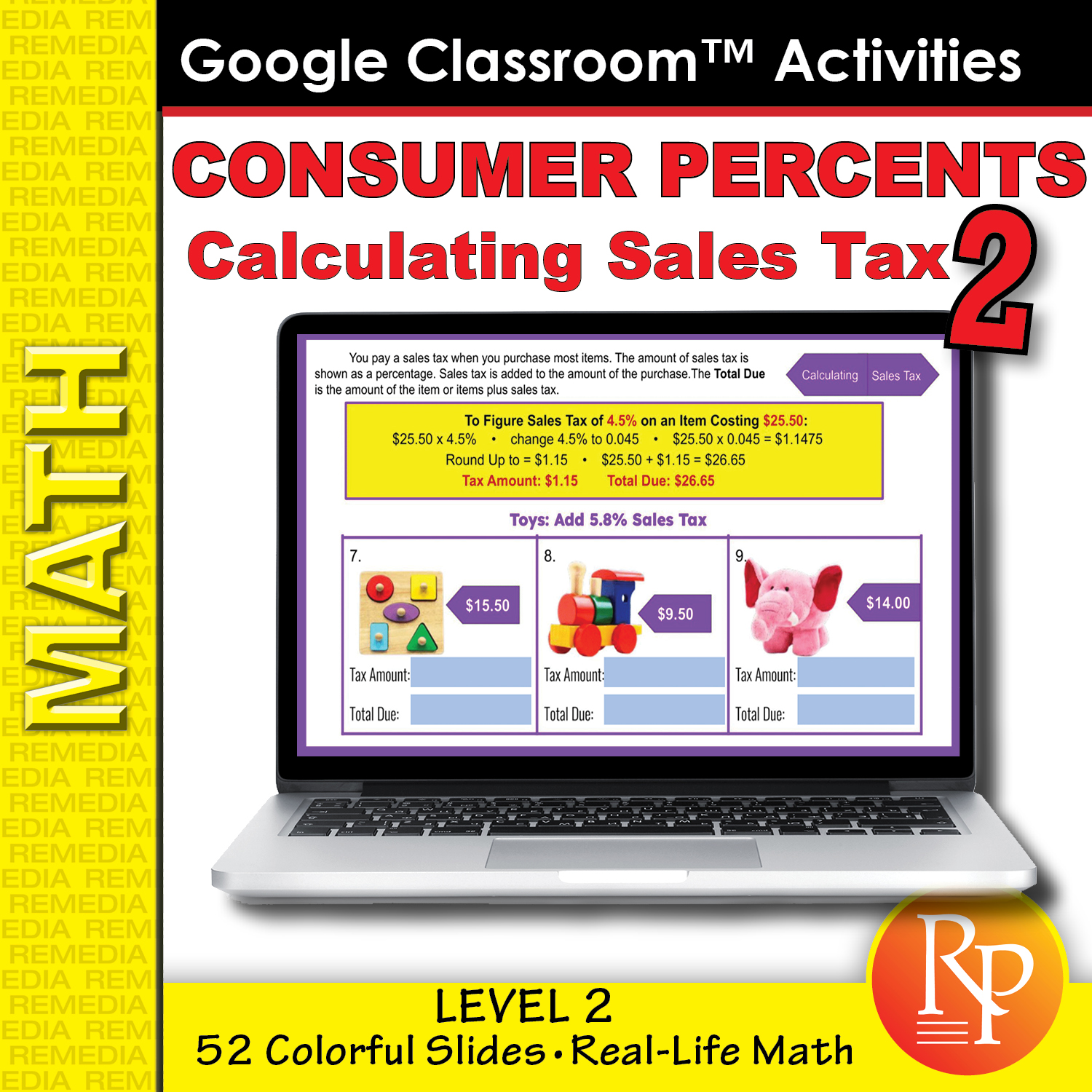 Consumer Percents: Calculating Sales Tax Google Slides - Level 2