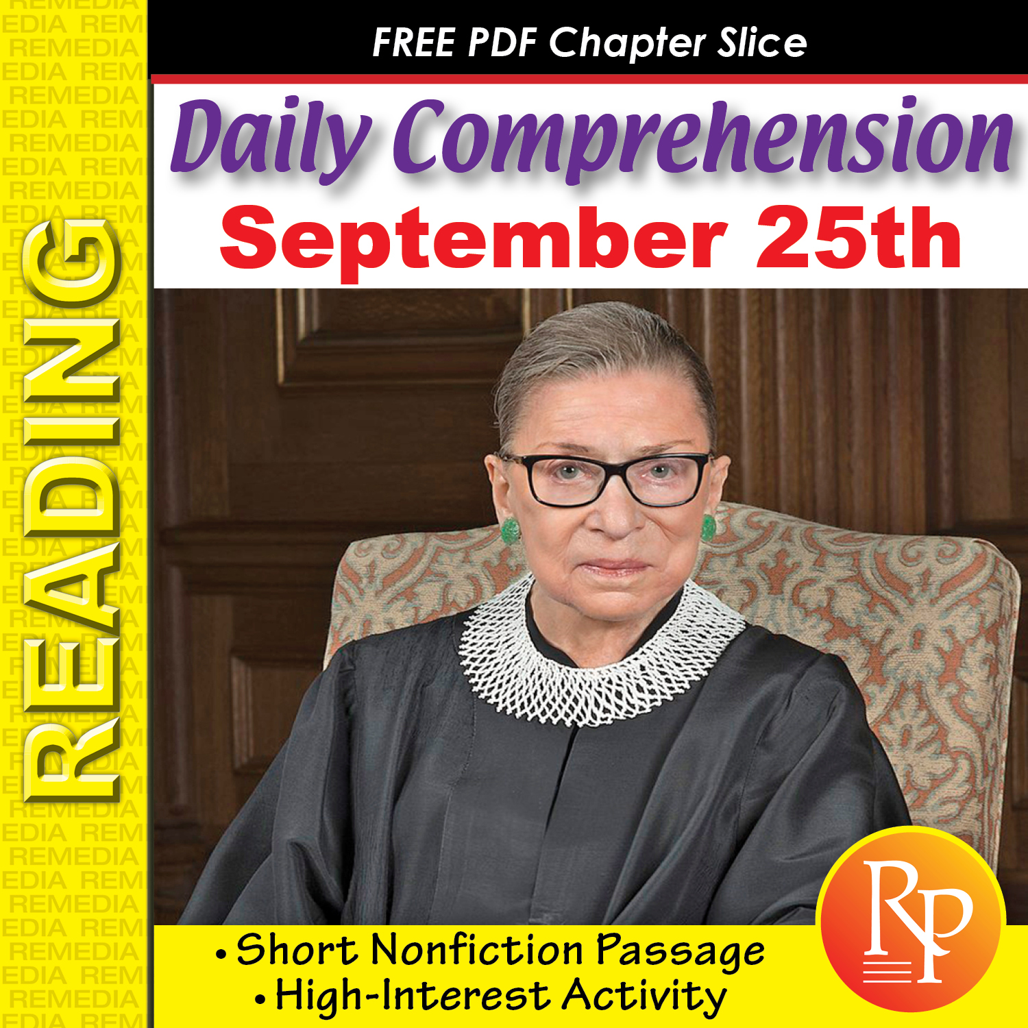 FREE Ruth Bader Ginsburg - Daily Comprehension - High Interest Reading