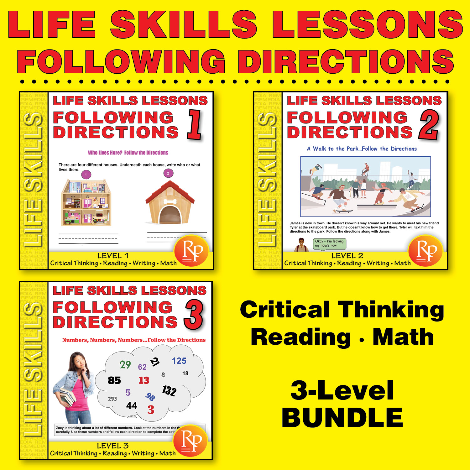 Reading, Following Directions, Critical Thinking, Writing, Comprehension