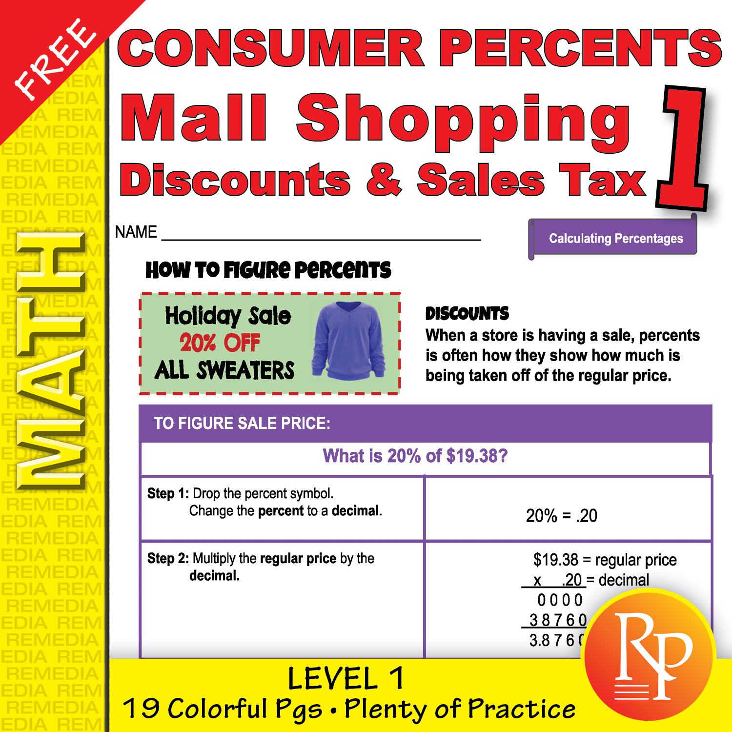 Math, Consumer, Percents, Sales Tax, money, life skills, mall shopping ...