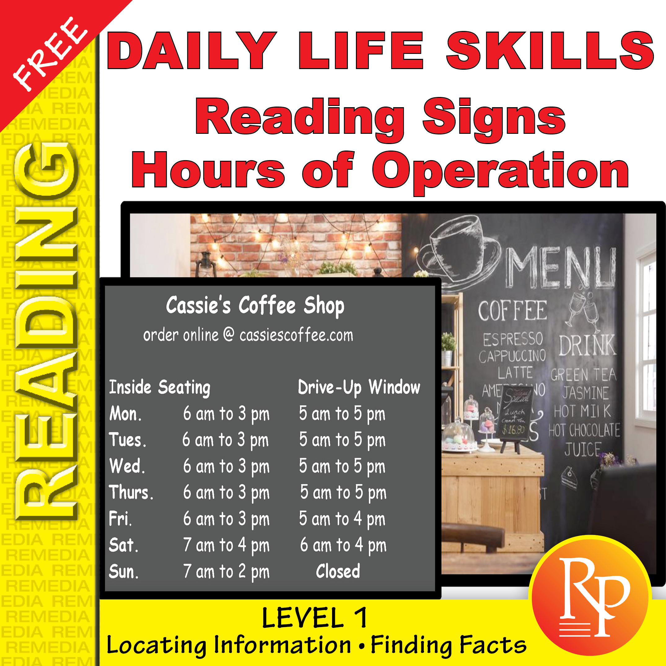 FREE Daily Life Skills 1: Reading & Understanding Signs & Hours Of ...