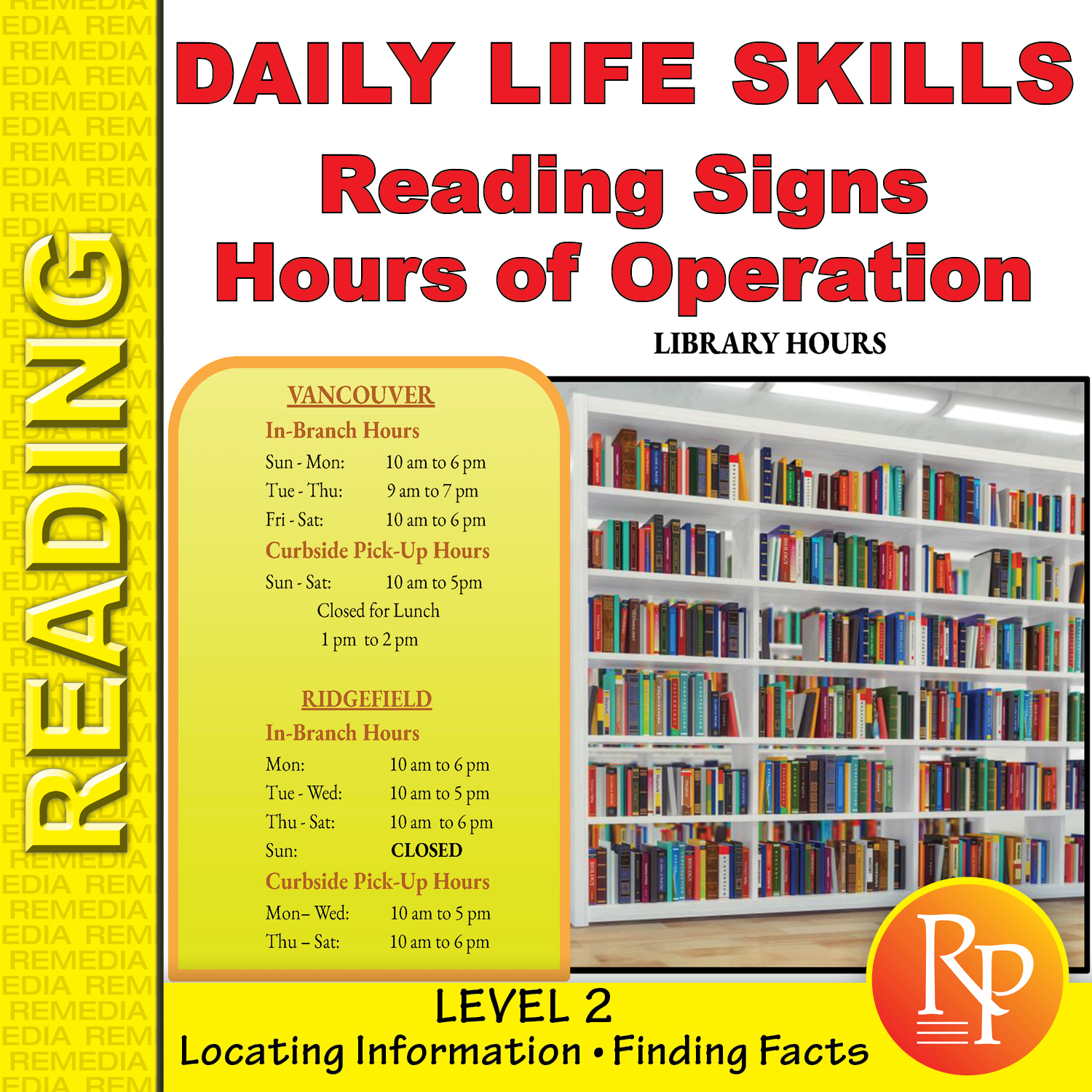 Daily Life Skills: Level 2 - Reading & Understanding Signs & Hours Of ...