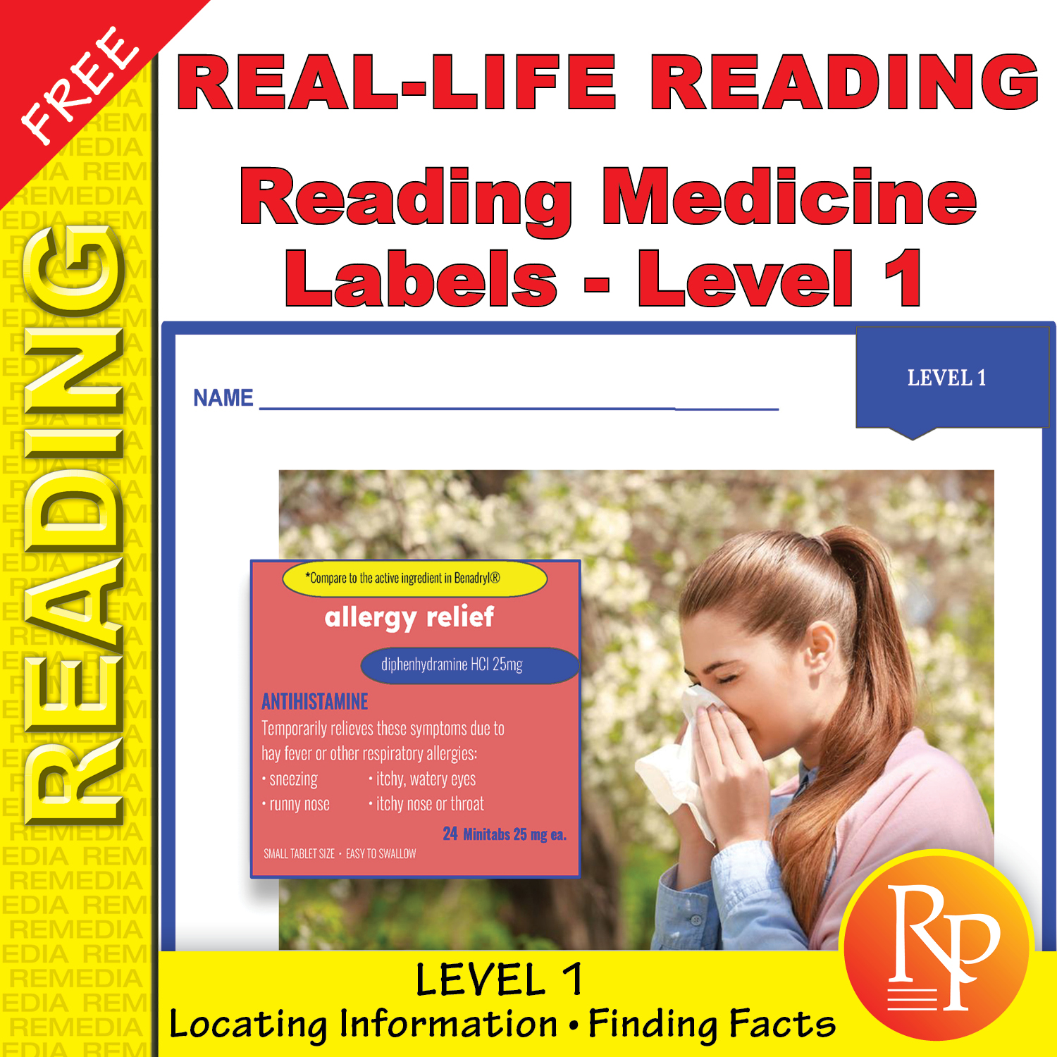 FREE! Reading Medicine Labels Level 1: Life Skills - Comprehension ...