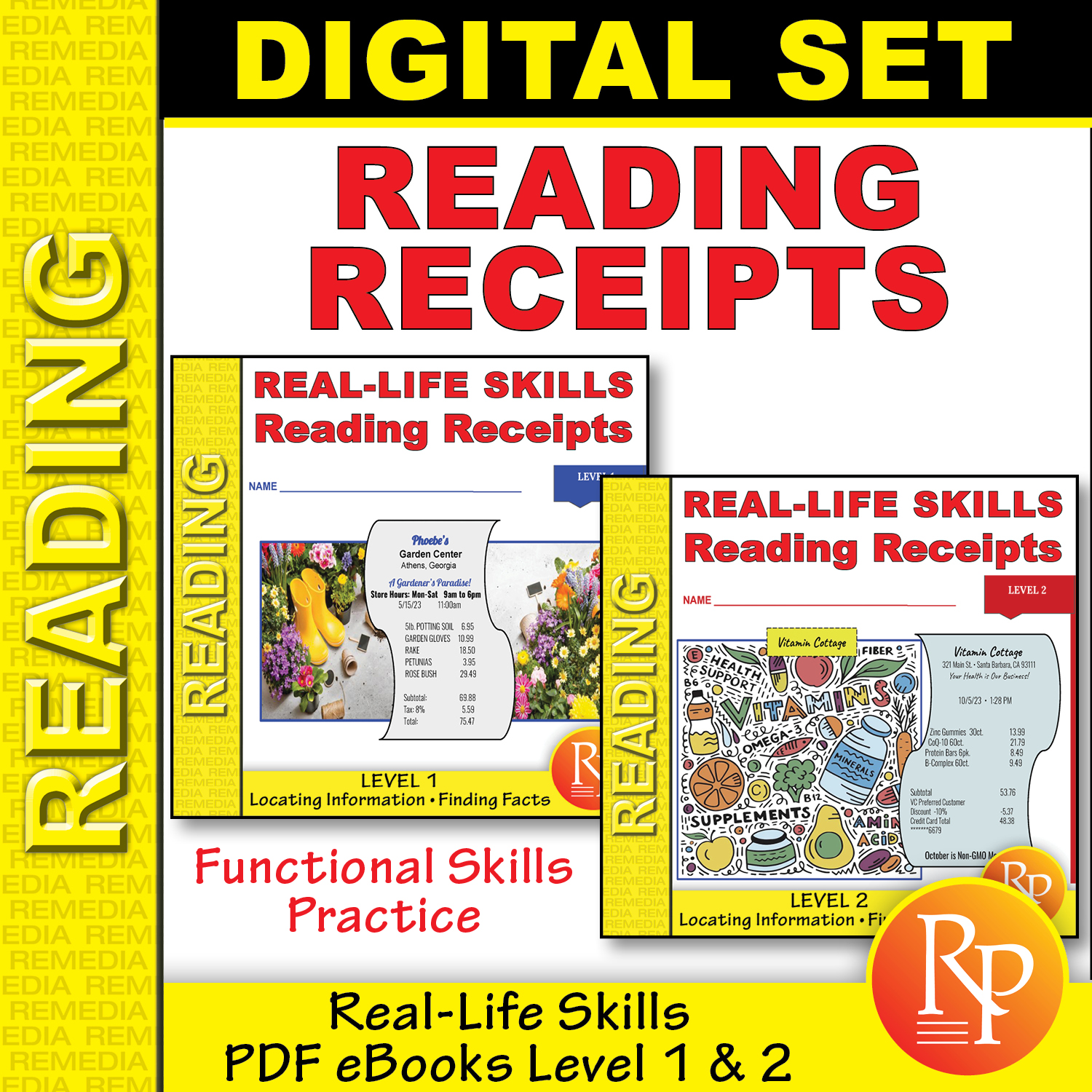 READING RECEIPTS PDF Set - Levels 1 & 2: Real-Life Skills