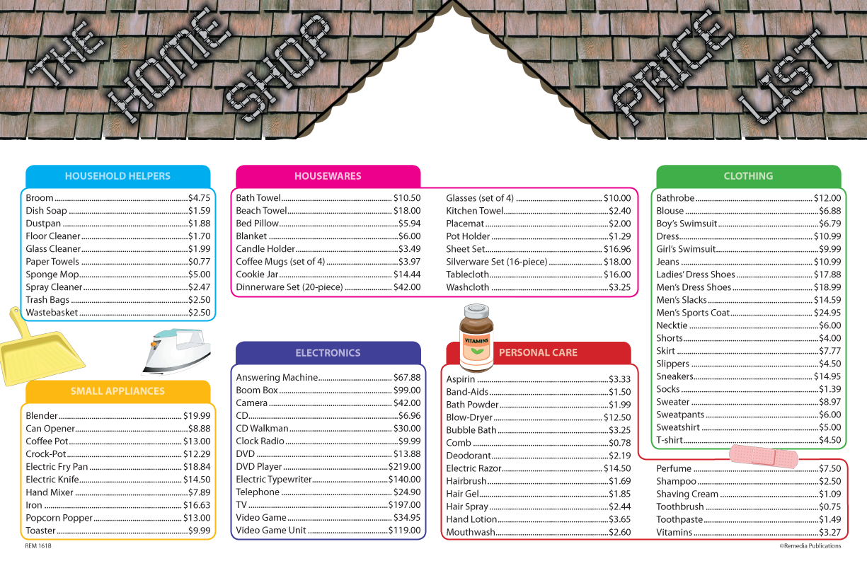 Department Store Math (Extra Price Lists)